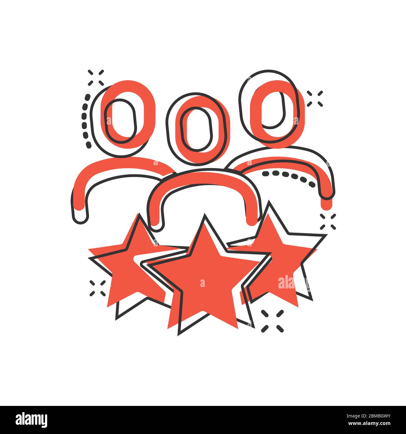 People with stars icon in comic style. Businessman rating cartoon ...