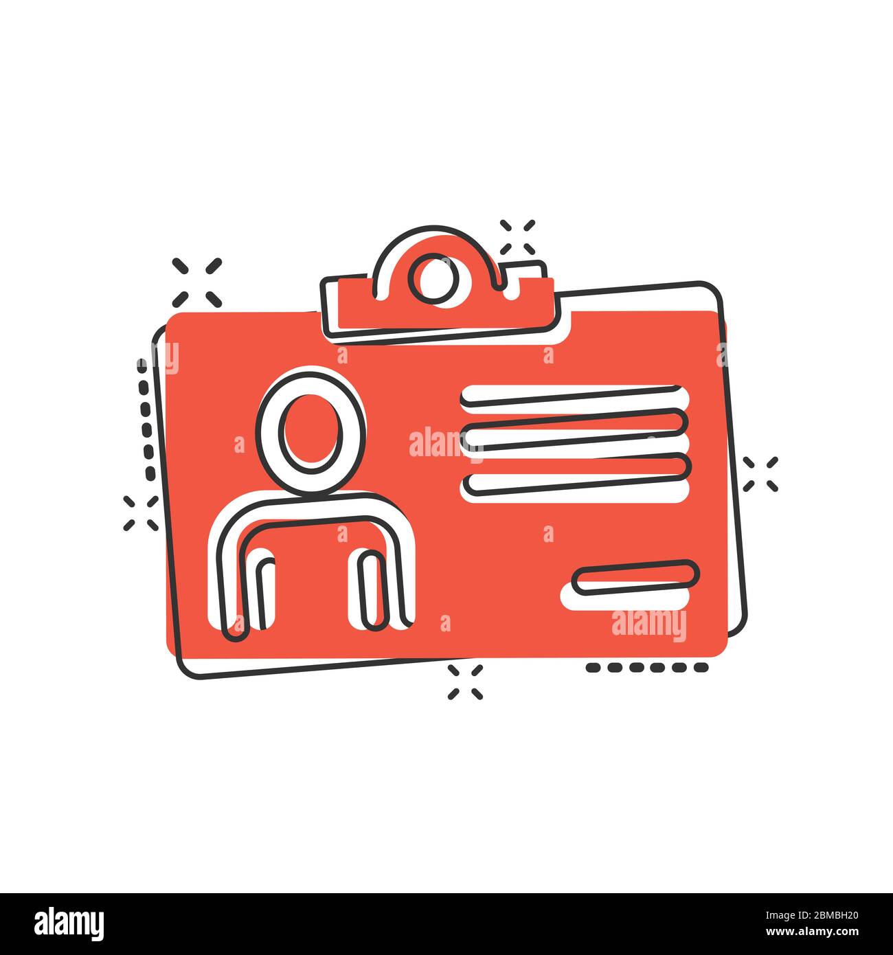 Id card icon in comic style. Identity tag cartoon vector illustration ...