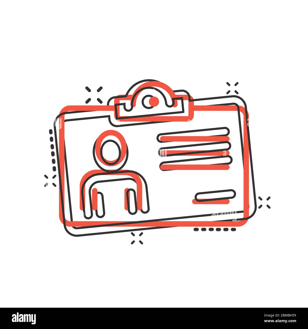 Id card icon in comic style. Identity tag cartoon vector illustration ...