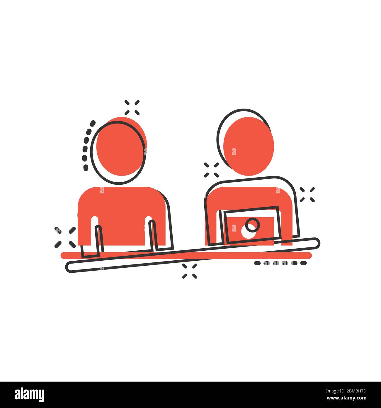 People with laptop computer icon in comic style. Pc user cartoon vector ...
