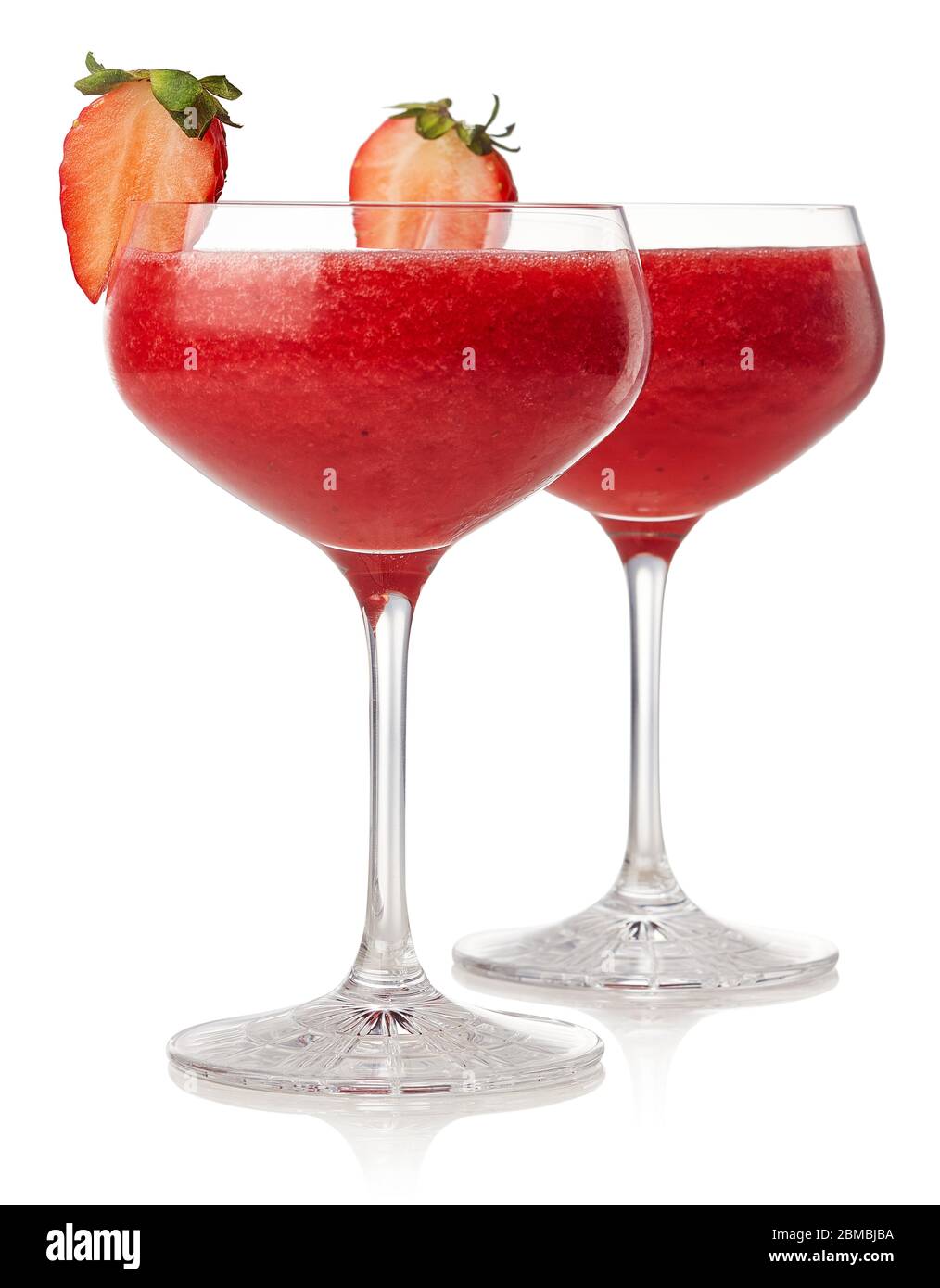 Two glasses of strawberry daiquiri cocktail isolated on white ...