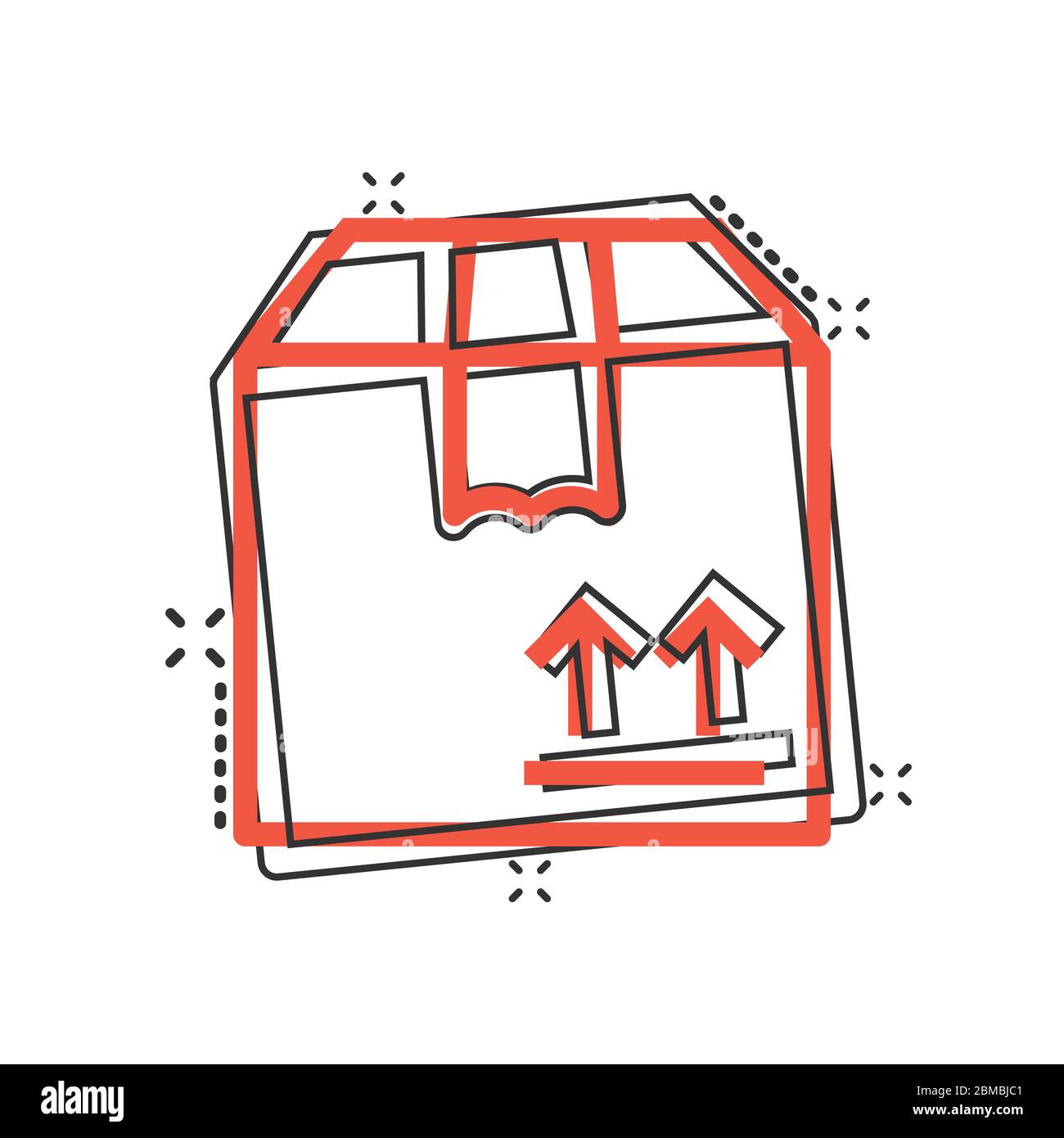 Shipping box icon in comic style. Container cartoon vector illustration ...