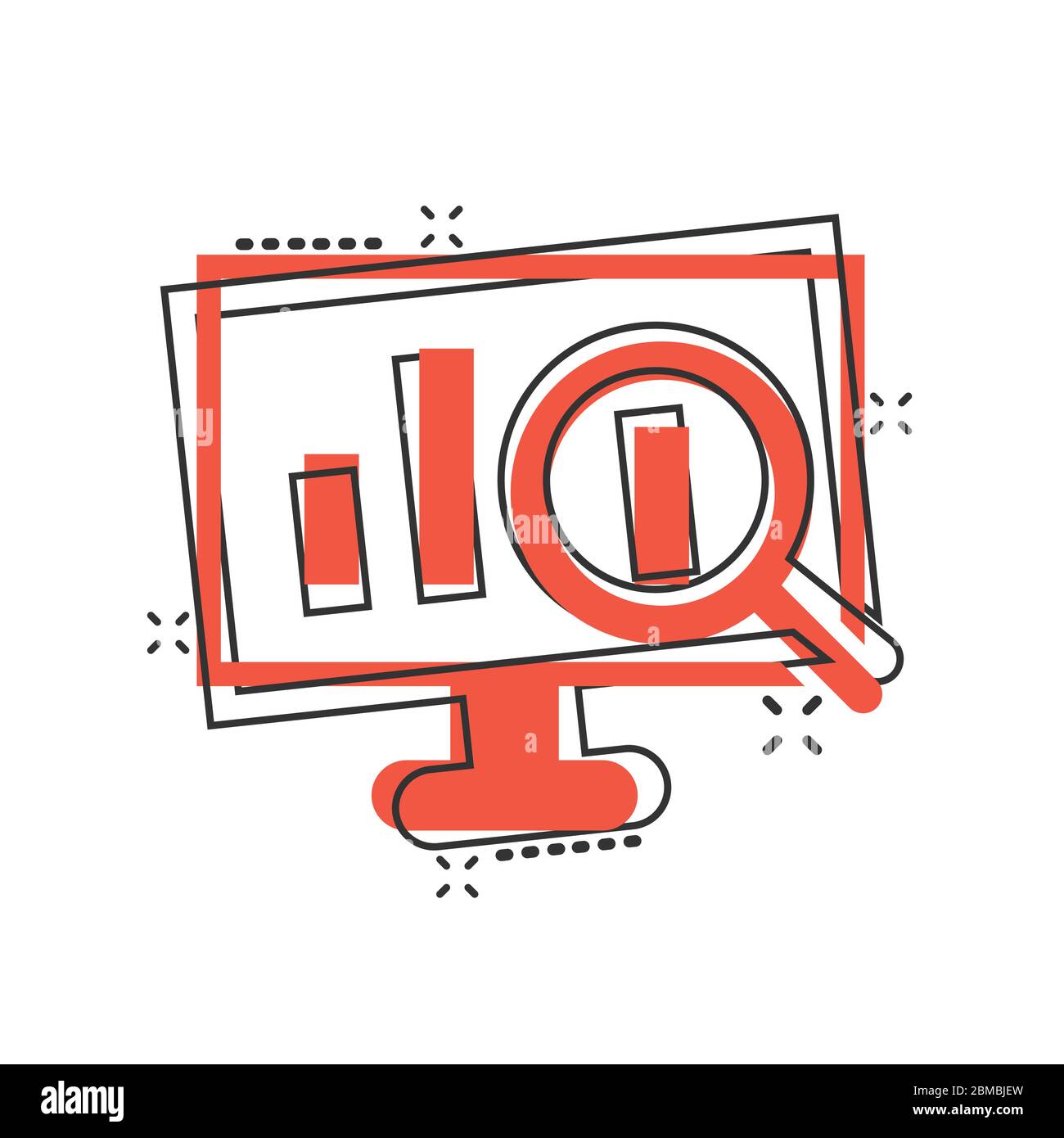 Website analytics icon in comic style. SEO data cartoon vector ...