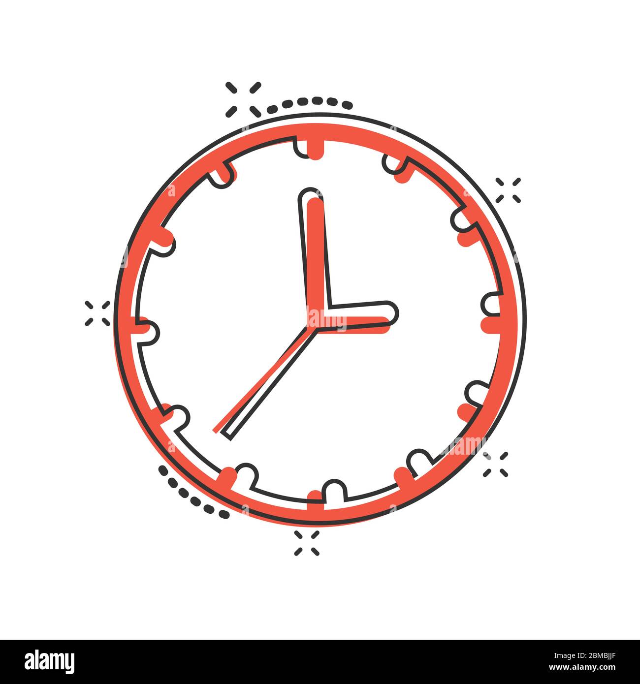 Clock icon in comic style. Watch cartoon vector illustration on white isolated background. Timer ...