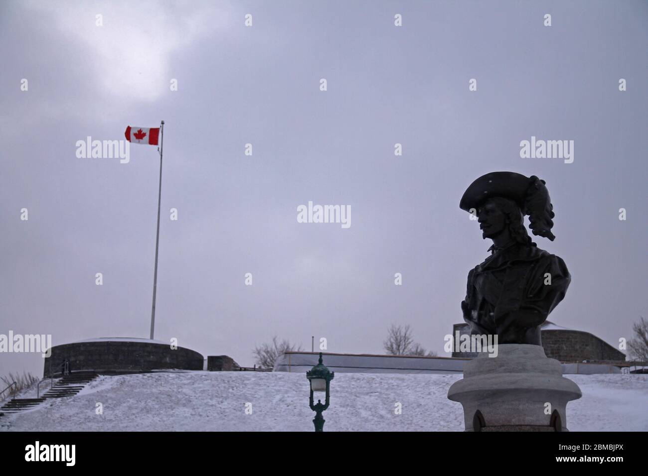 The white frozen citadel in Quebec in Canada Stock Photo - Alamy