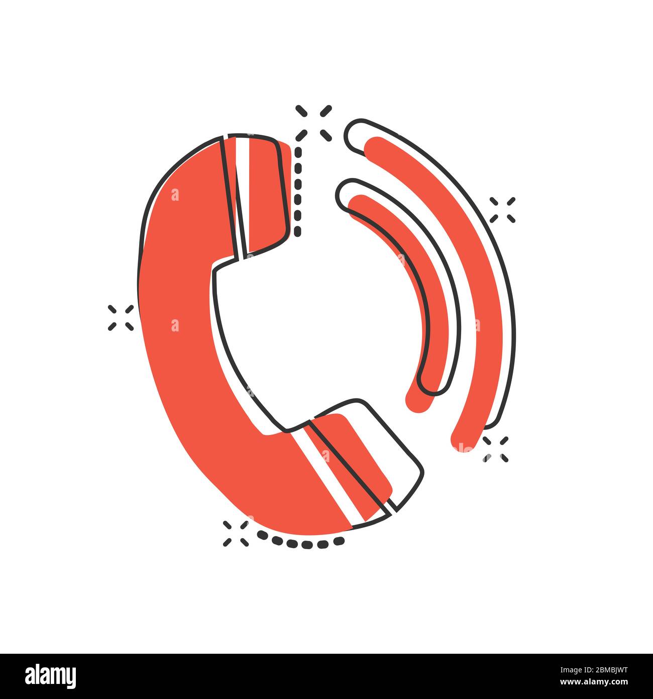 Phone icon in comic style. Telephone call cartoon vector illustration ...