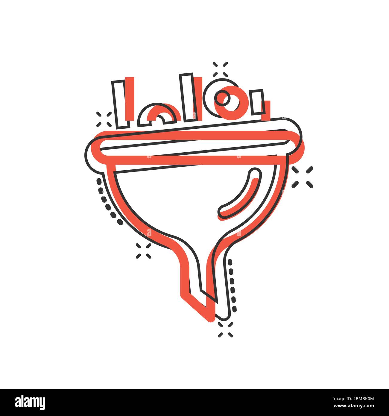 Filter icon in comic style. Funnel cartoon vector illustration on white ...