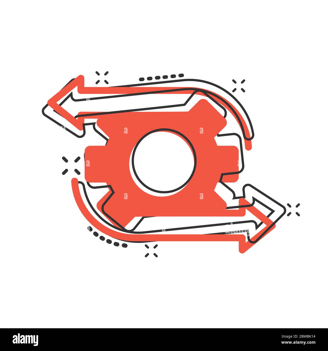 Workflow icon in comic style. Gear effective cartoon vector ...