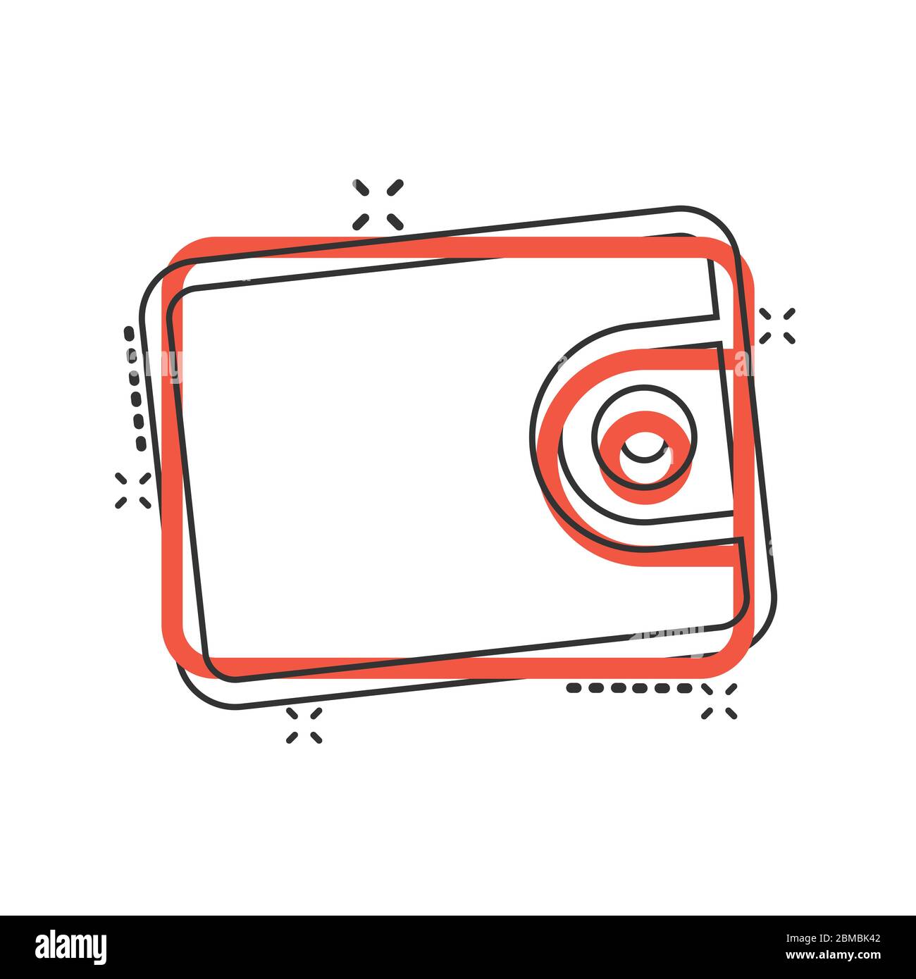 Wallet icon in comic style. Purse cartoon vector illustration on white ...