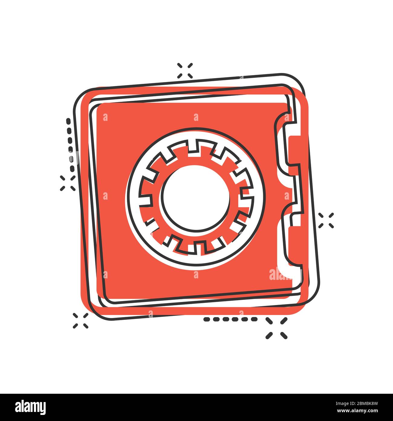 Safe money icon in comic style. Strongbox cartoon vector illustration ...