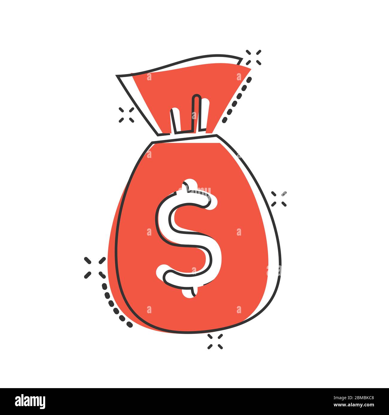 Money bag icon in comic style. Moneybag with dollar cartoon vector ...