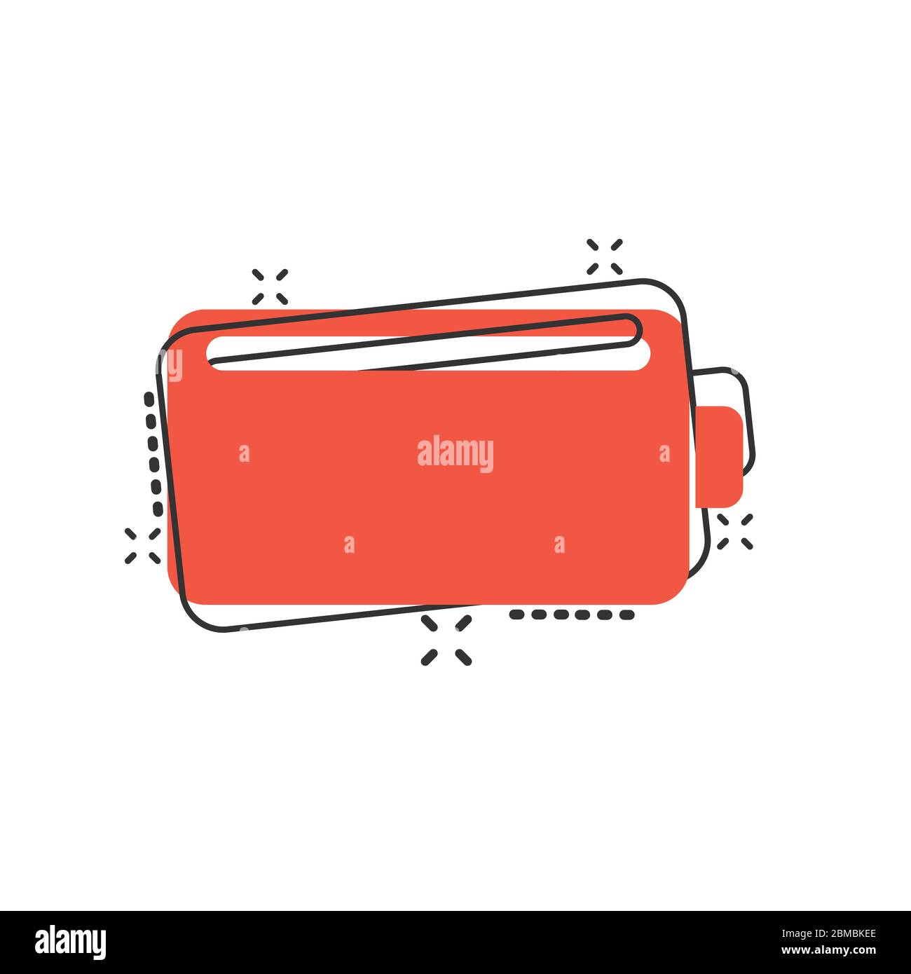 Battery charge icon in comic style. Power level cartoon vector ...