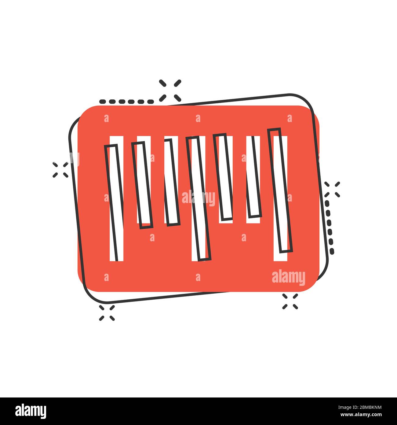 Barcode icon in comic style. Product distribution cartoon vector ...