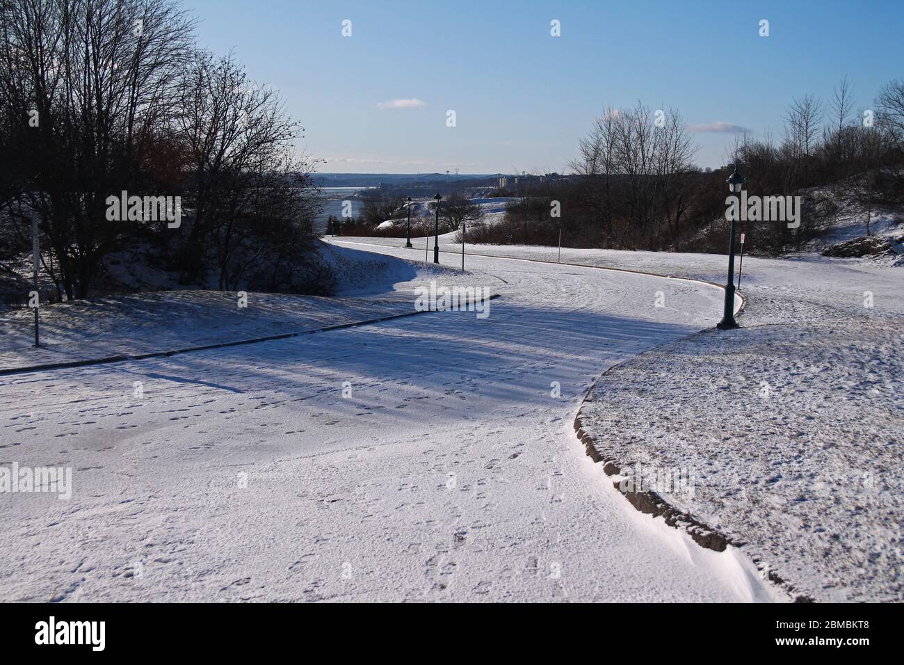 Snow iced road in a freezing winter day Stock Photo - Alamy