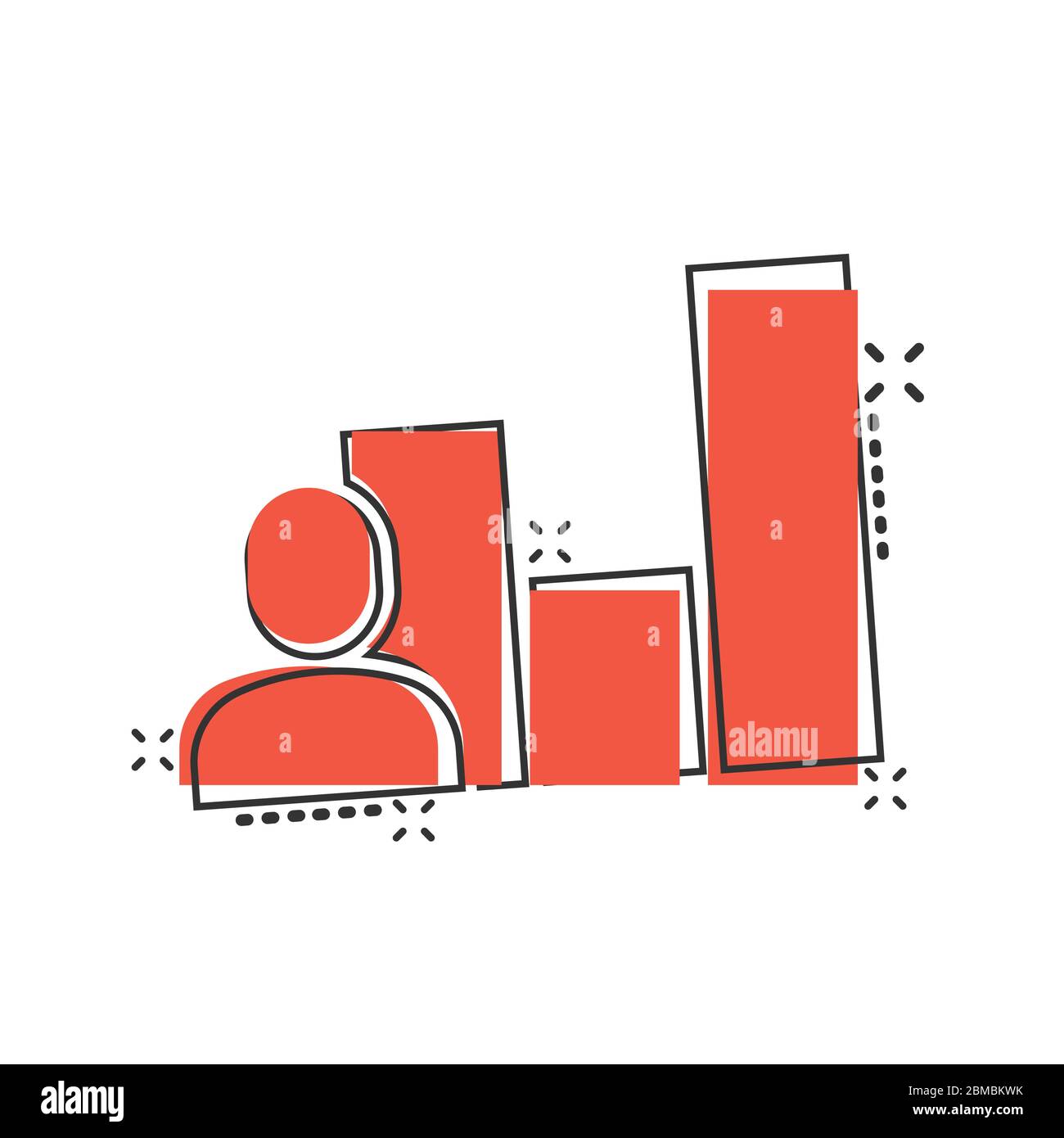 People with growth icon in comic style. Work strategy cartoon vector ...