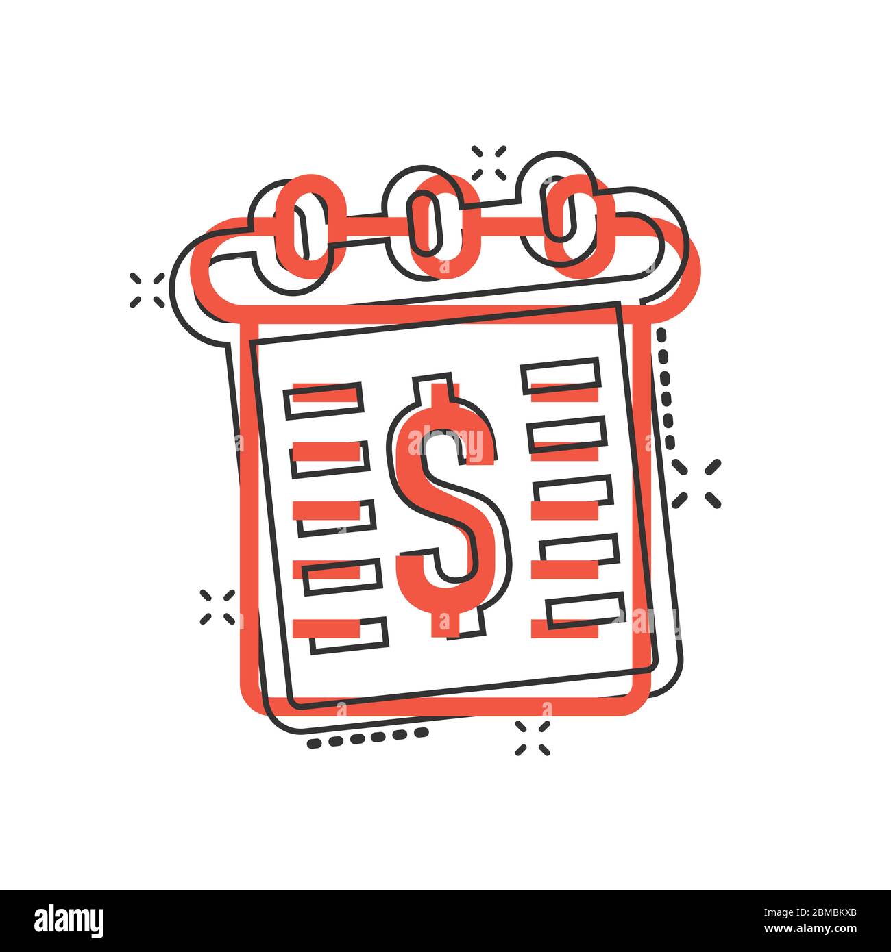 Calendar with money icon in comic style. Payment schedule cartoon ...