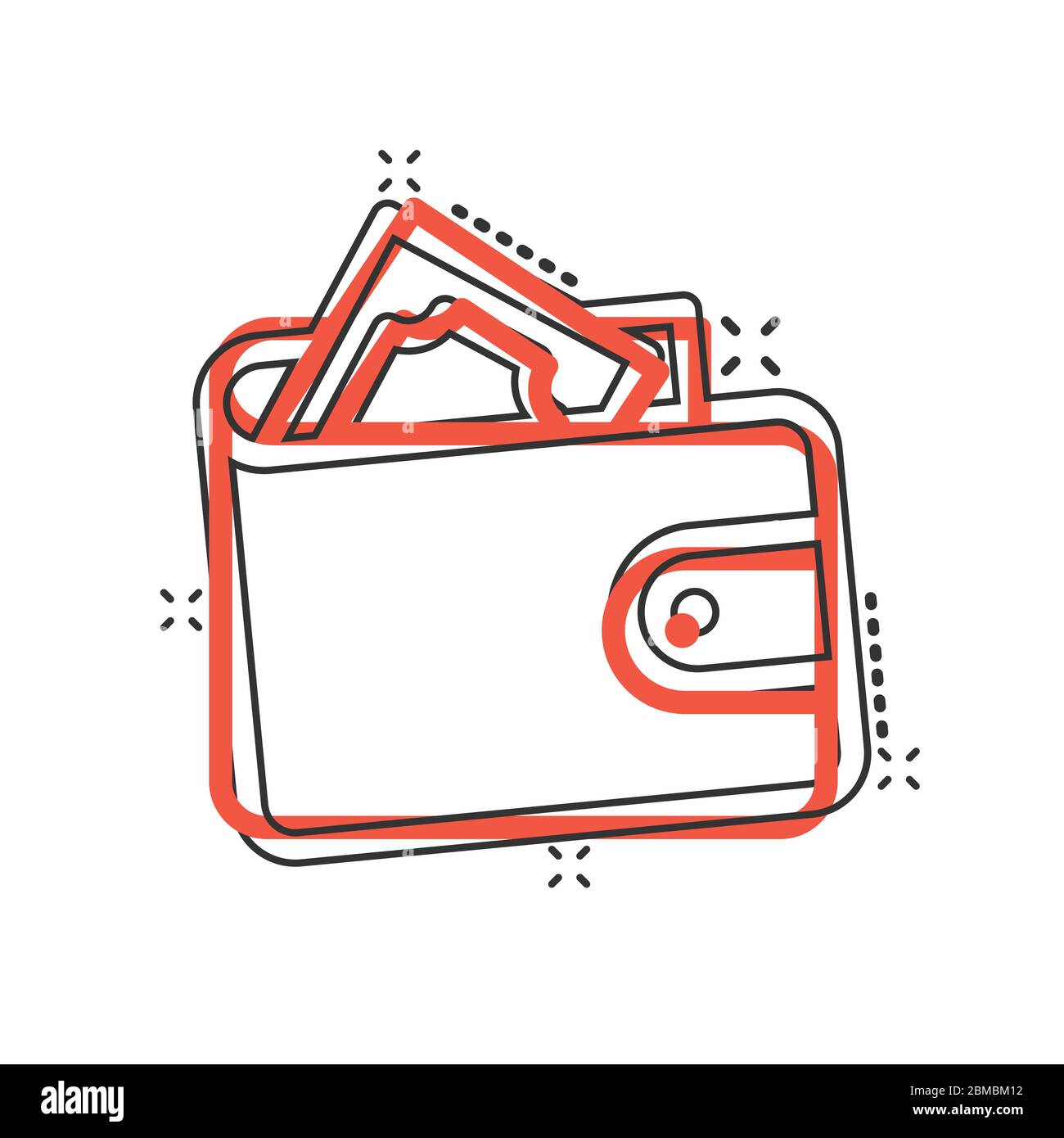 Wallet icon in comic style. Purse cartoon vector illustration on white ...
