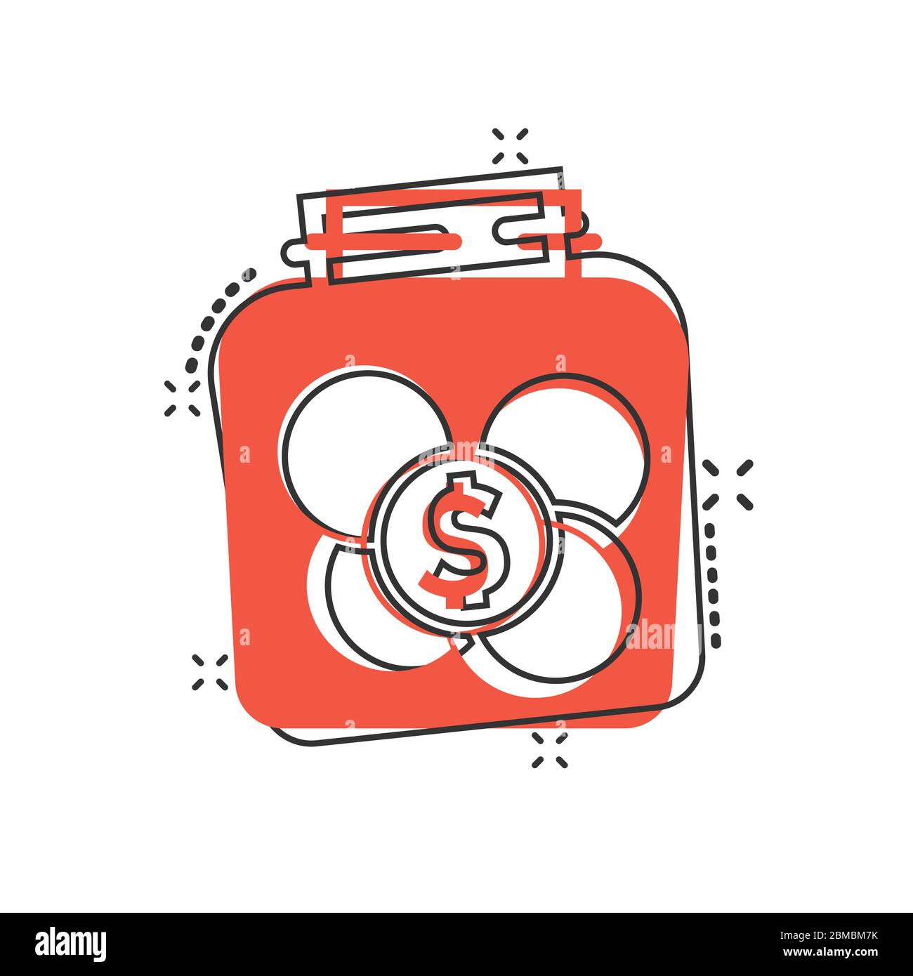 Money box icon in comic style. Coin jar container cartoon vector ...