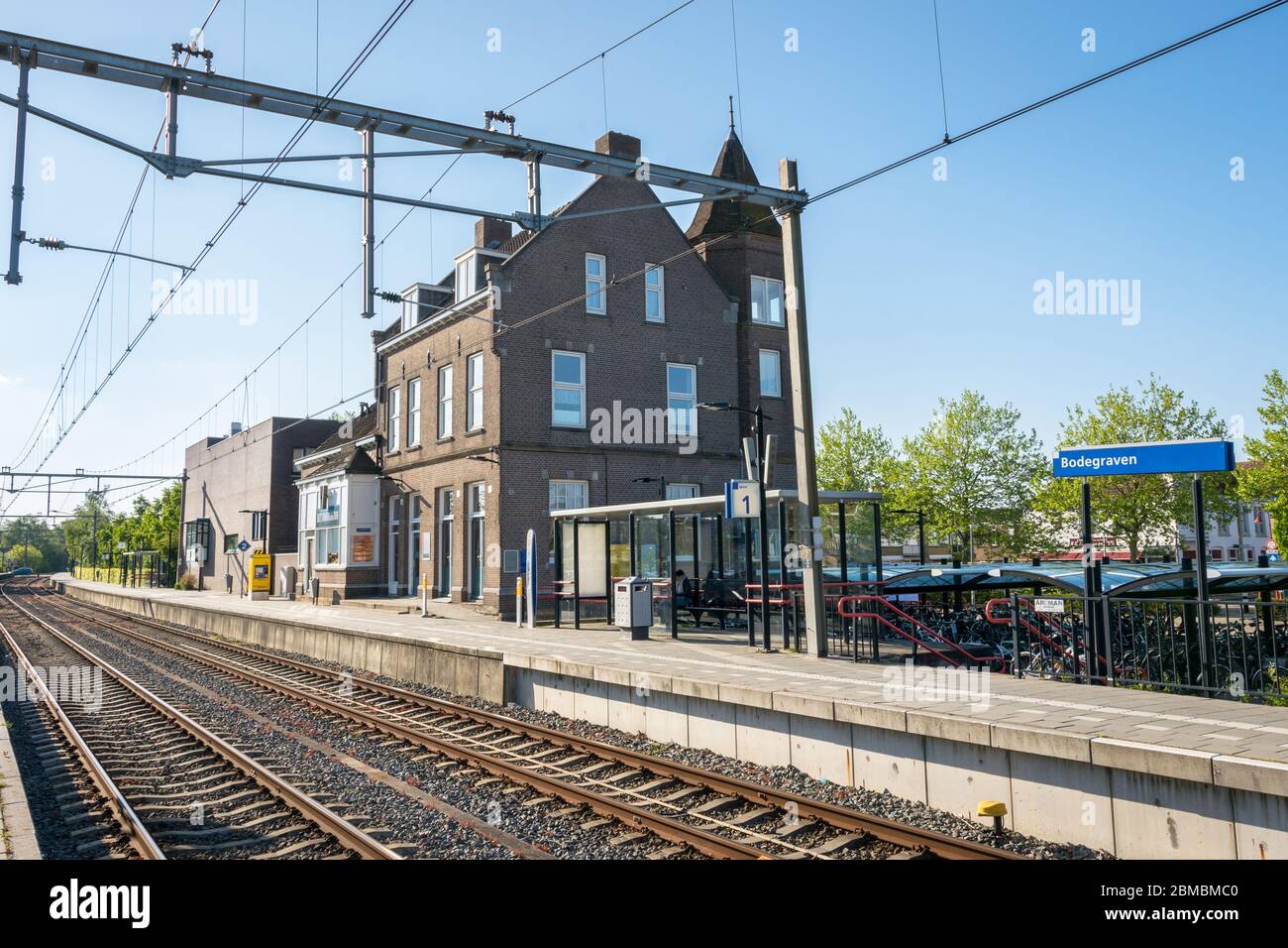 Scenic railway station of the small town of Bodegraven, close to the ...