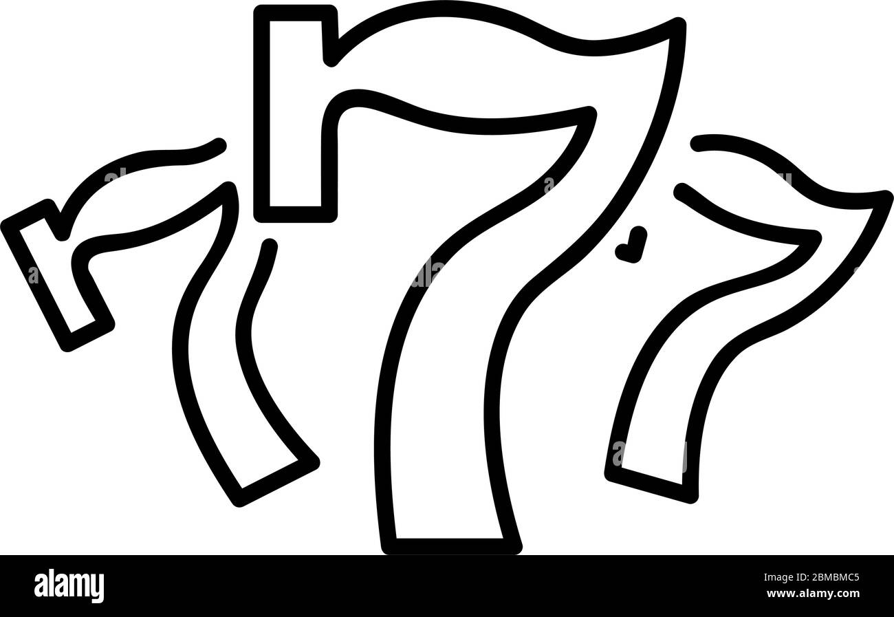 volumetric three sevens icon vector outline illustration Stock Vector ...