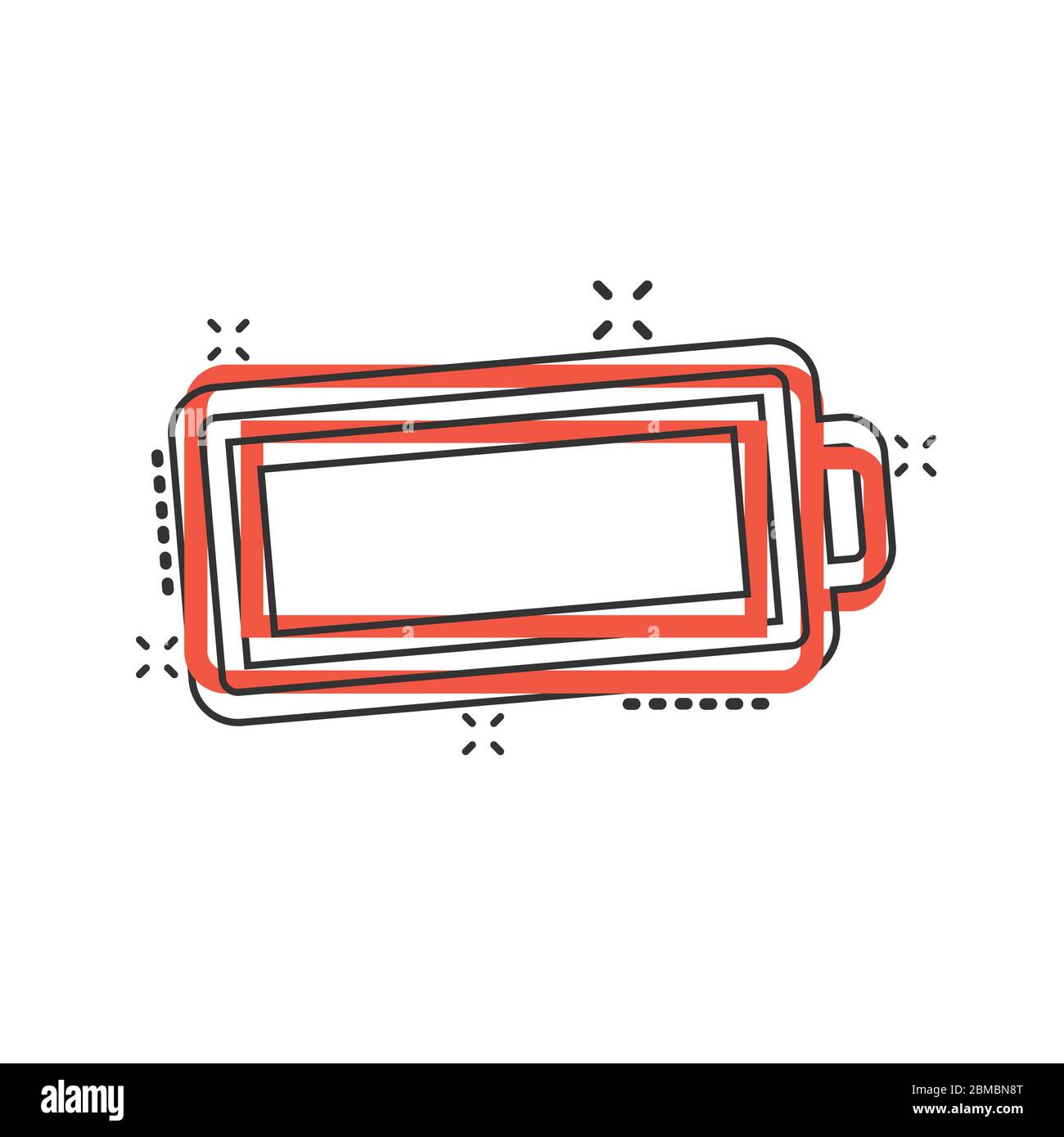 Battery charge icon in comic style. Power level cartoon vector ...