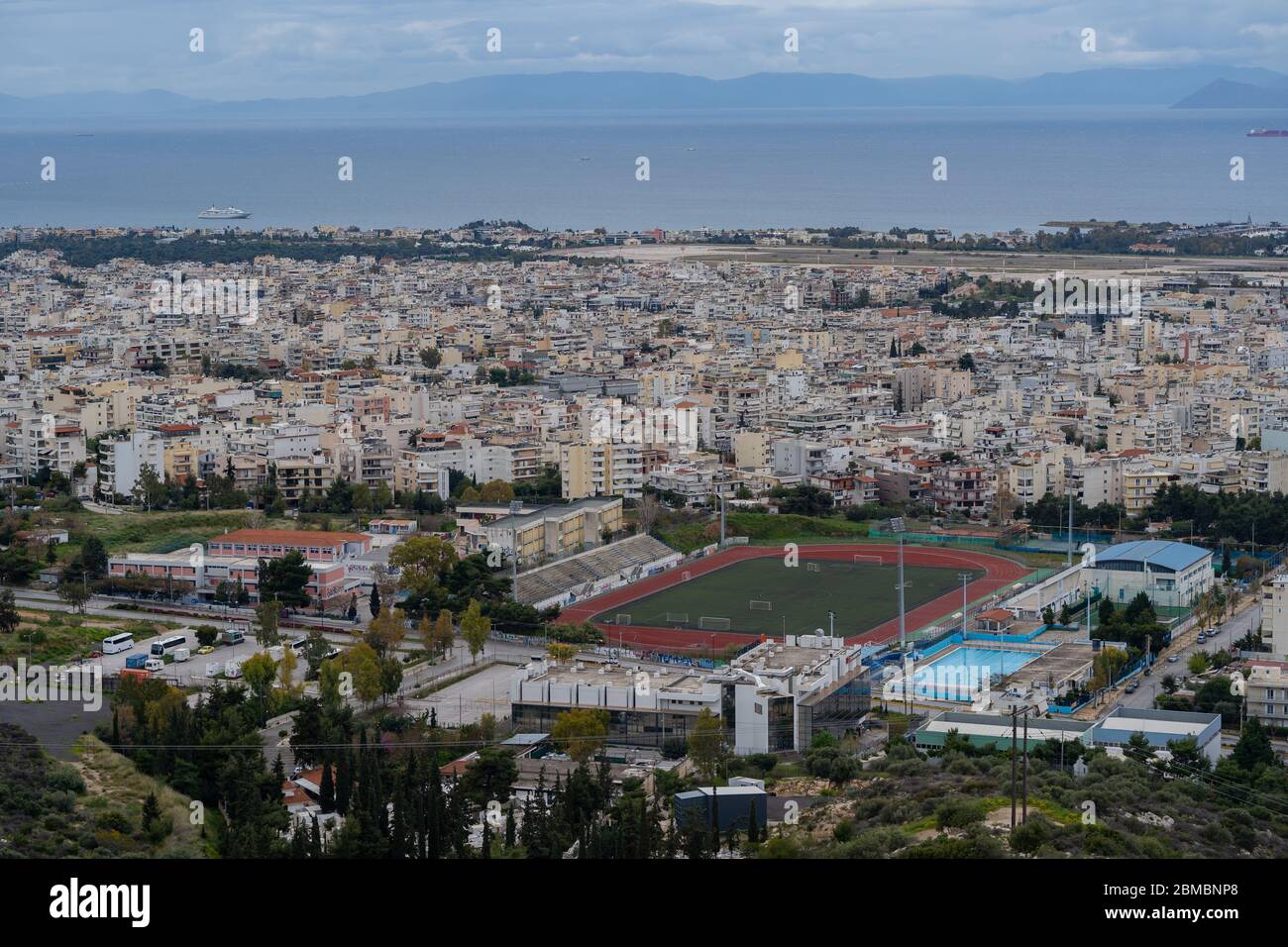 Public stadium,swimming pool,school at Argiroupoli,Athens,Greece Stock ...