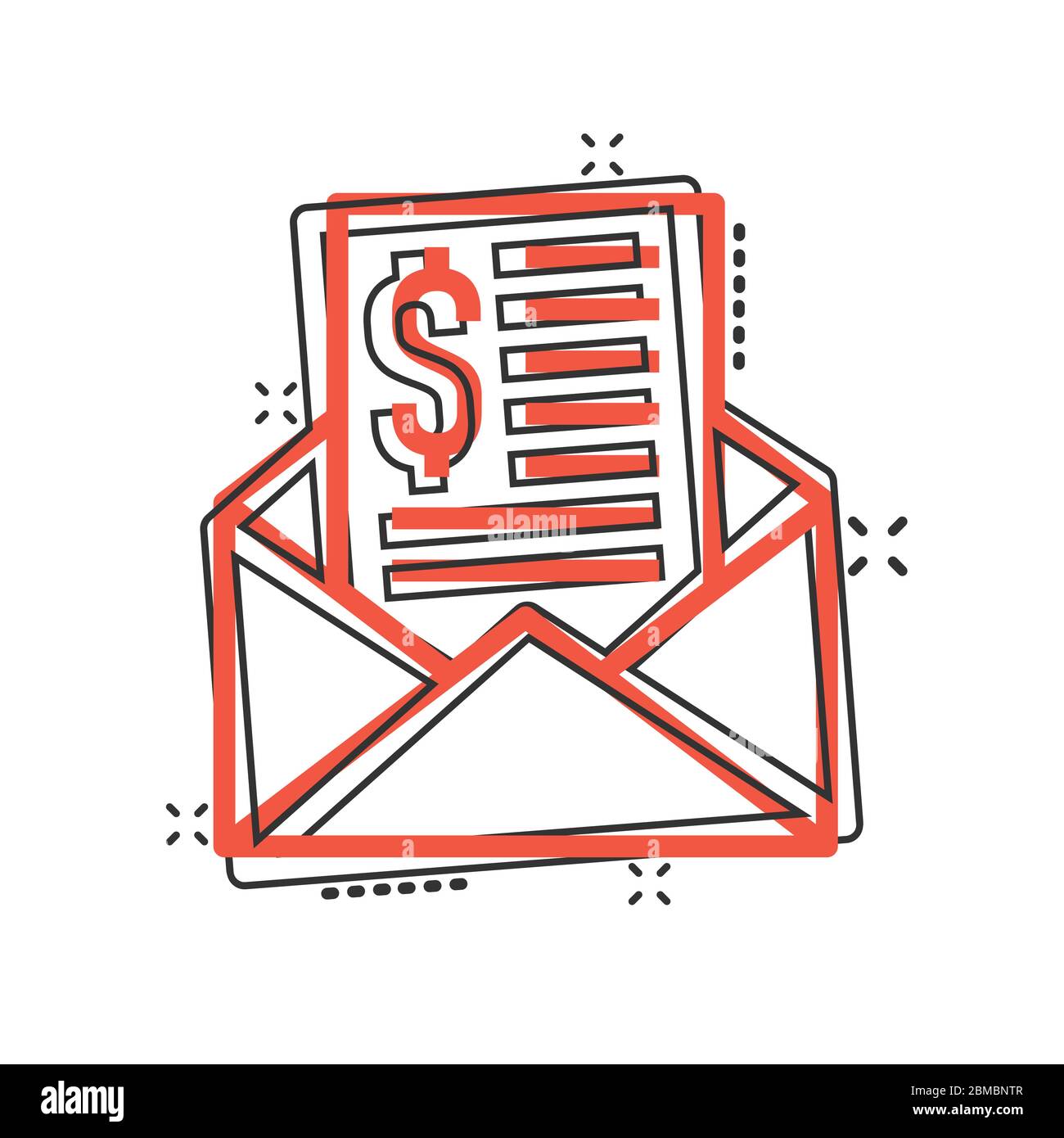 Envelope with money icon in comic style. E-mail cash cartoon vector ...