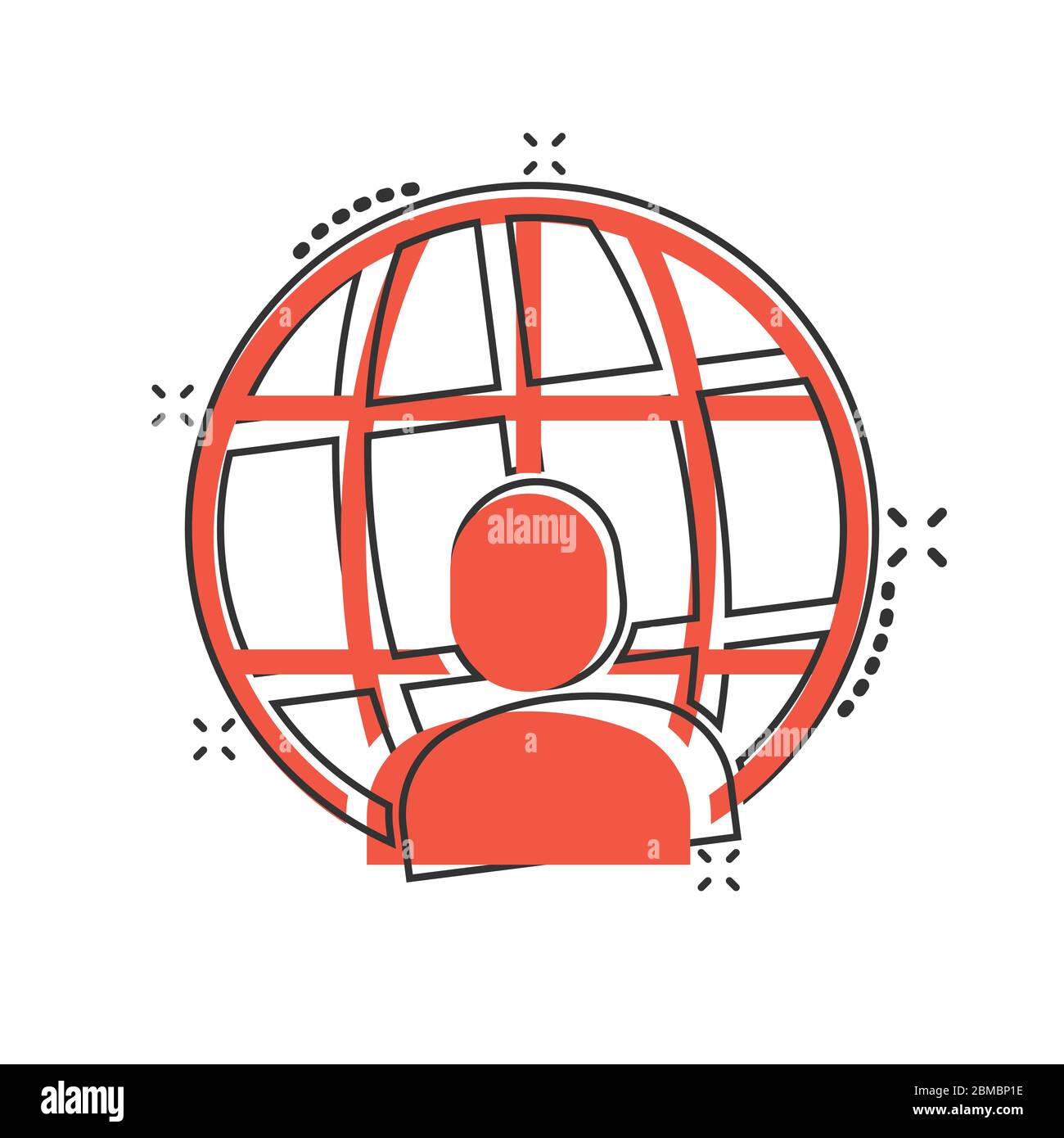 People global icon in comic style. World communication cartoon vector ...