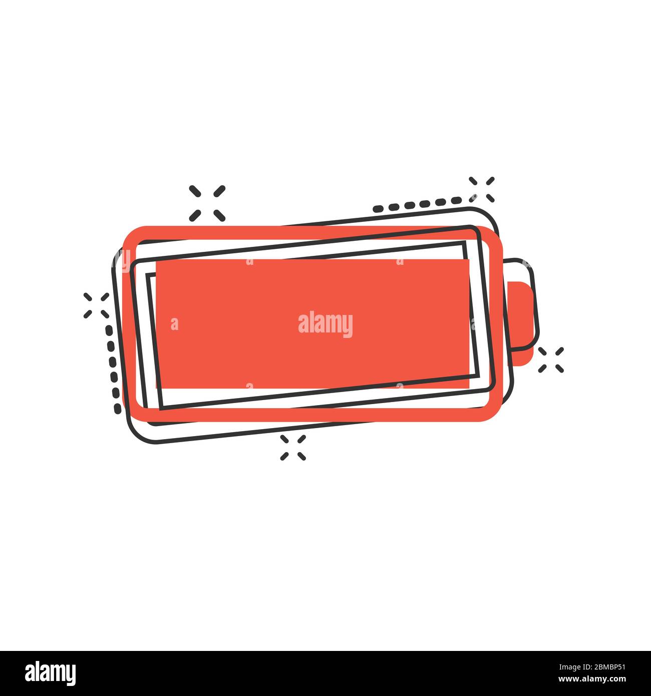 Battery charge icon in comic style. Power level cartoon vector ...