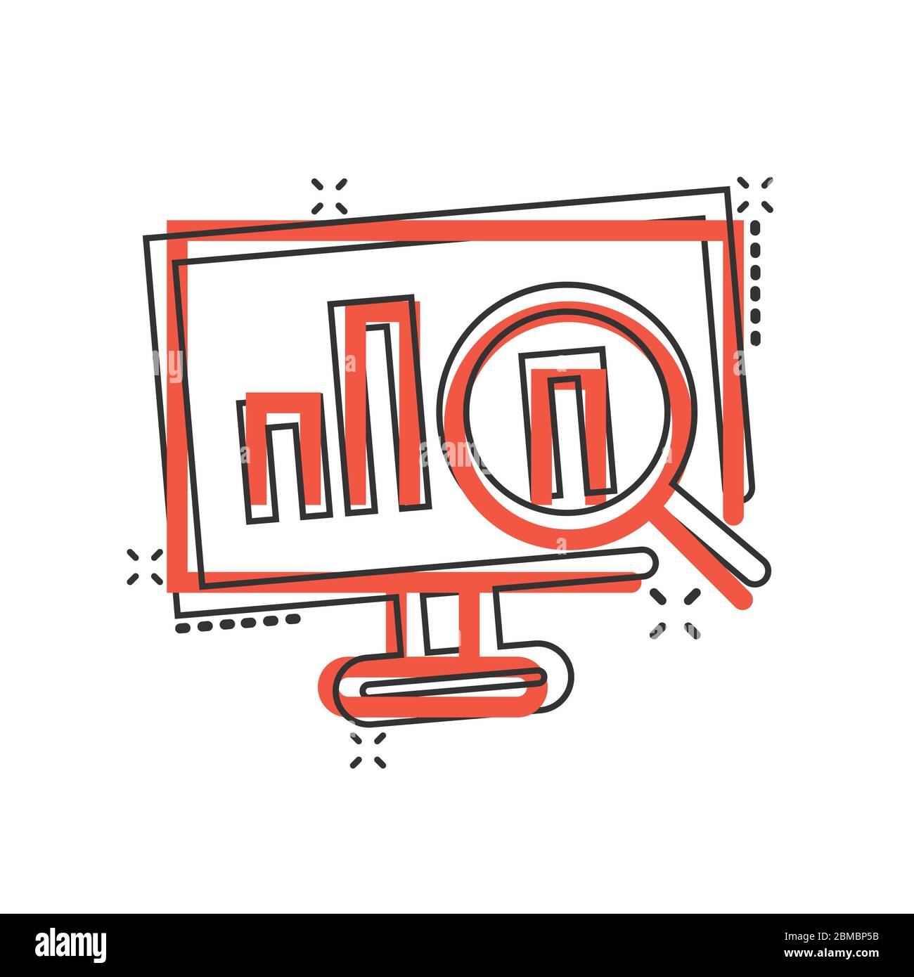 Website analytics icon in comic style. SEO data cartoon vector ...