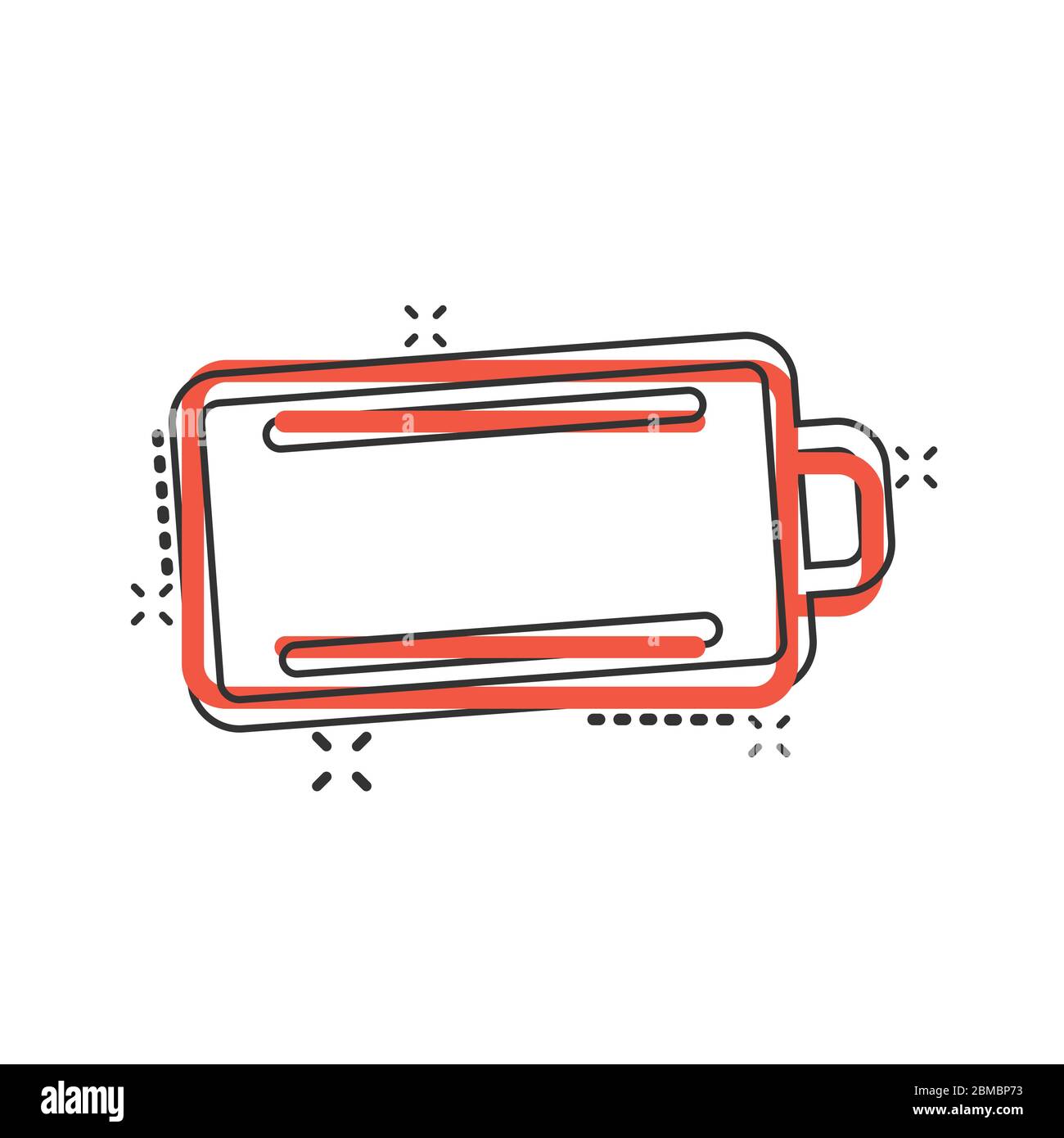 Battery charge icon in comic style. Power level cartoon vector ...