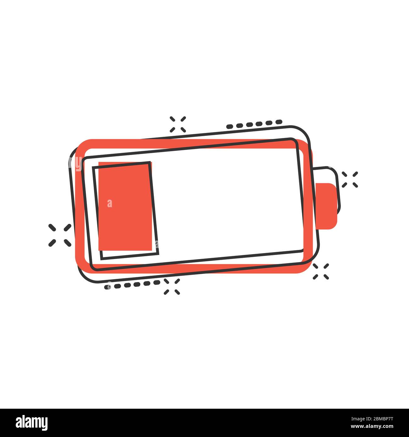 Battery charge icon in comic style. Power level cartoon vector ...