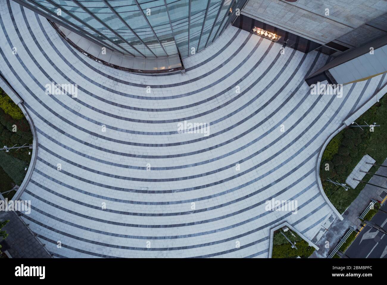 aerial view of entrance ground of modern building Stock Photo - Alamy