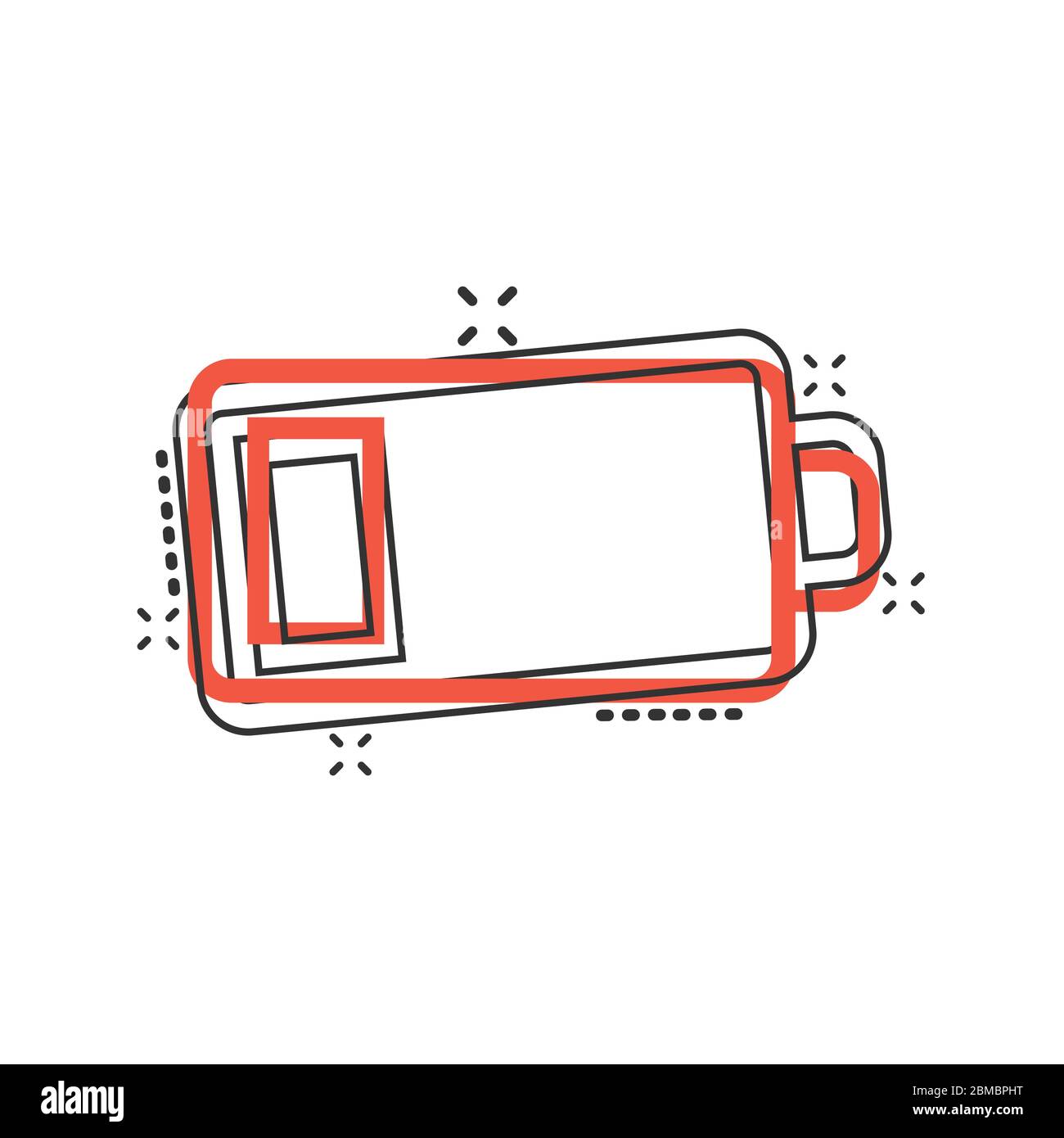 Battery charge icon in comic style. Power level cartoon vector ...