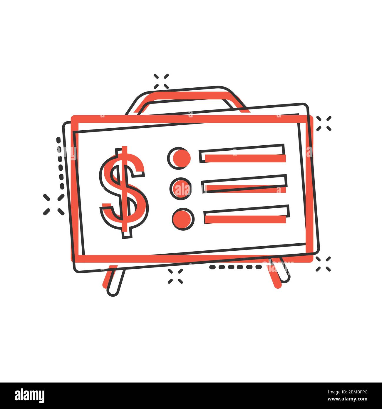 Financial presentation icon in comic style. Money analysis cartoon ...