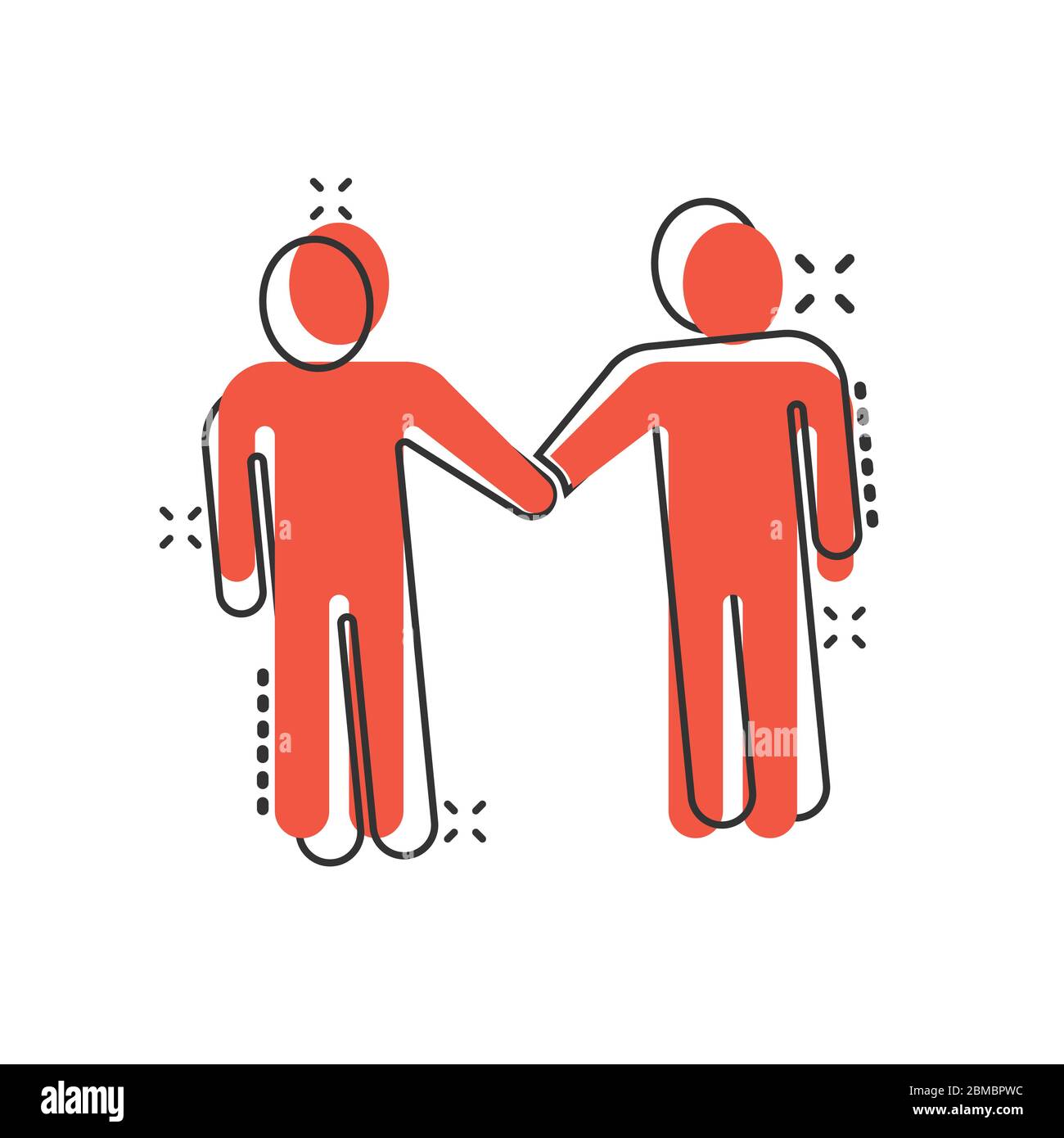 Greetings gesture icon in comic style. People handshake cartoon vector ...