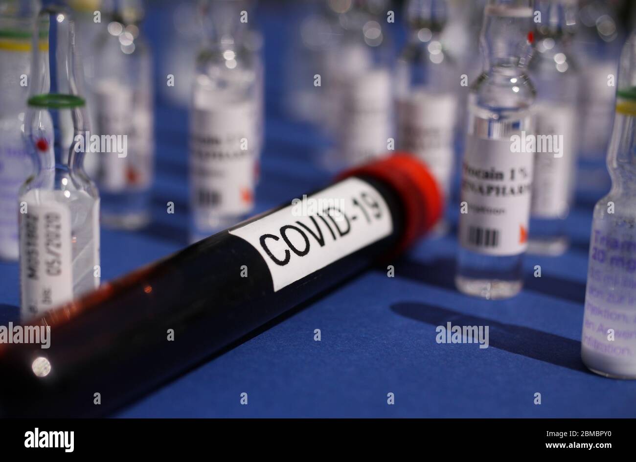 Viersen, Germany - May 8. 2020: Isolated covid-19 blood sample tube ...