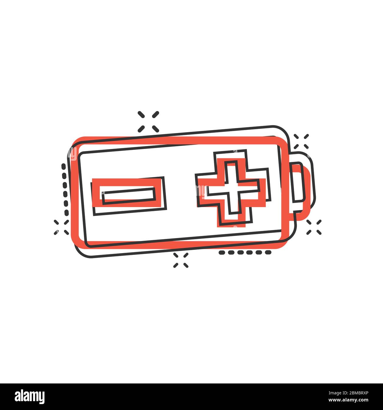 Battery charge icon in comic style. Power level cartoon vector ...