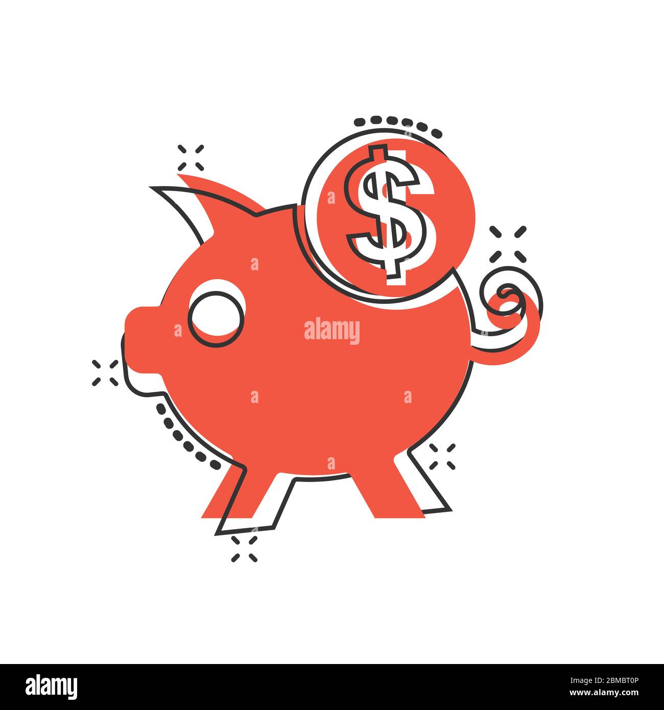 Money box icon in comic style. Pig container cartoon vector ...