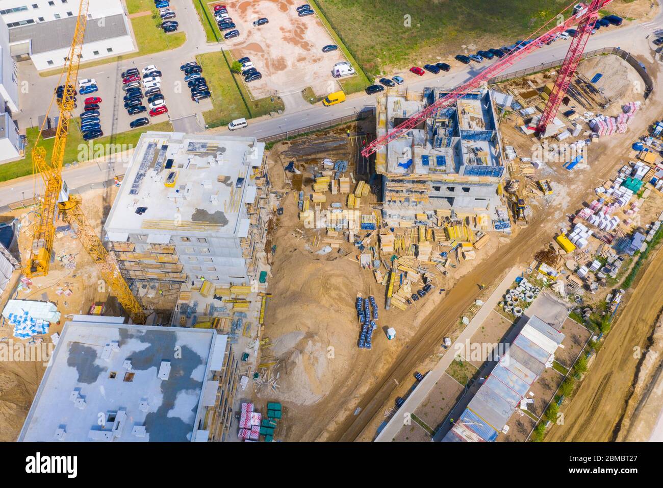 construction of new apartment buildings in the city residential area ...