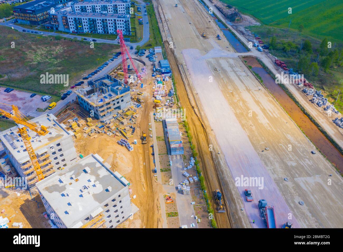 construction of new apartment buildings in the city residential area ...