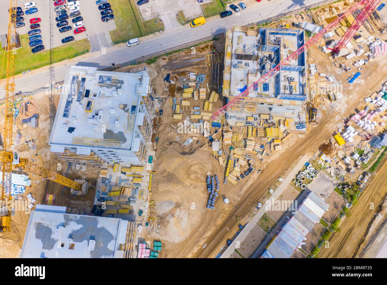 construction of new apartment buildings in the city residential area ...