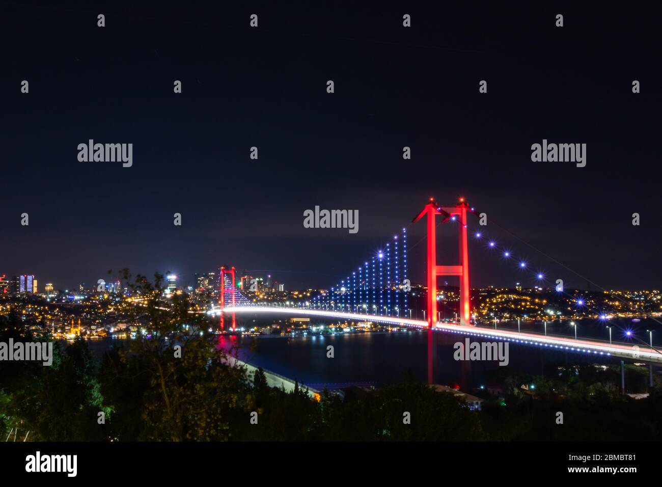 Bosphorus Bridge at Night and Cityscape of Istanbul Stock Photo - Alamy