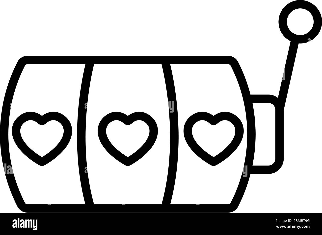 jackpot in form of three hearts icon vector outline illustration Stock ...
