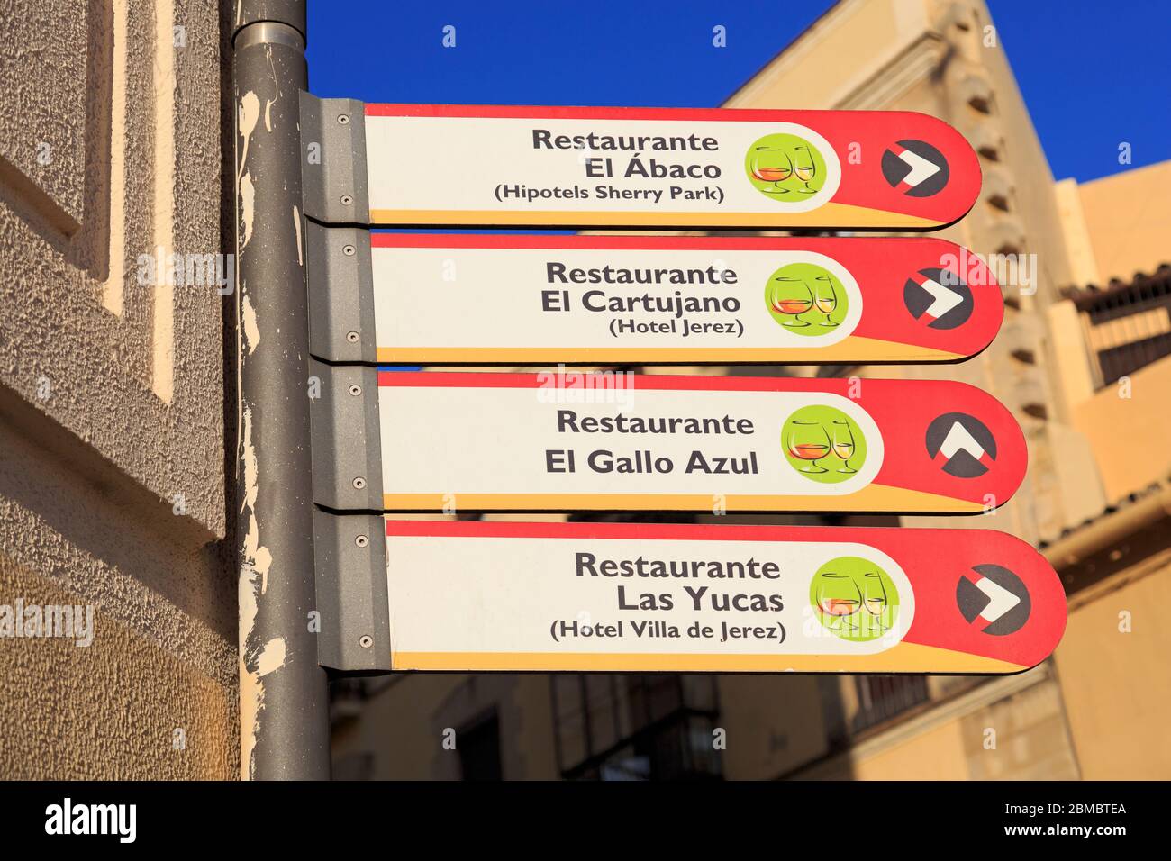 Signs on Santa Maria Street, Jerez de la Frontera City, Andalusia ...
