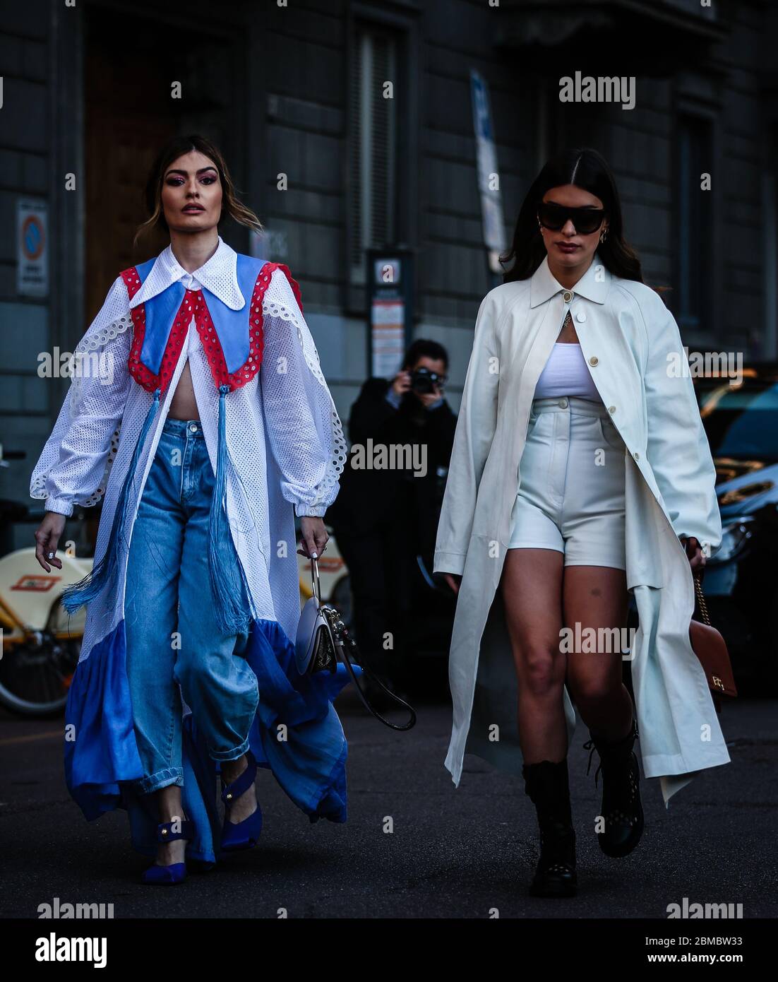 MILAN, Italy- February 22 2020: Angela Rozas Saiz and Aida Domenech on ...