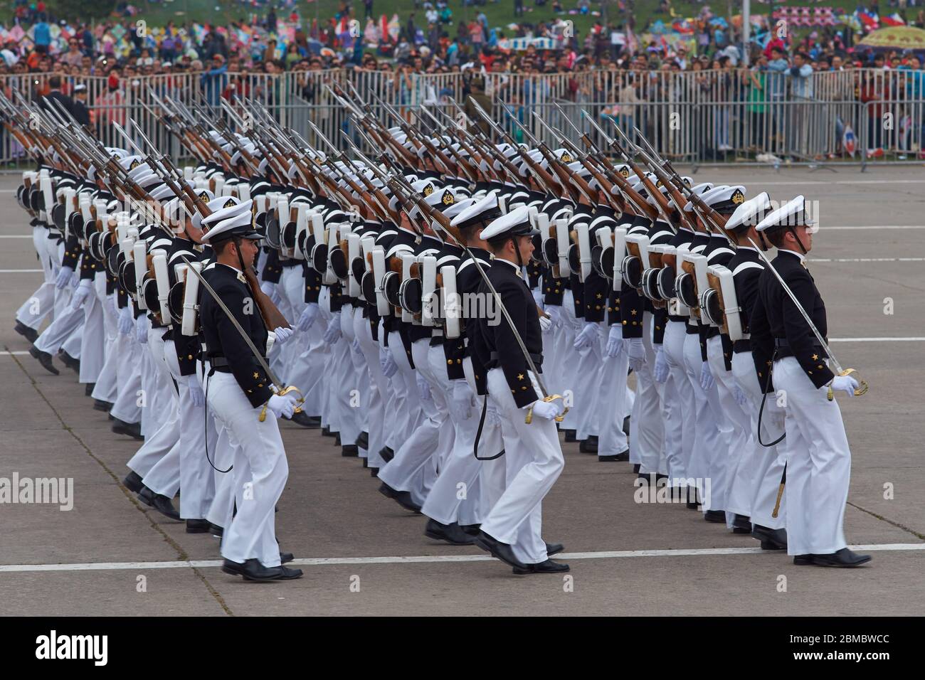 Members of the Armada de Chile march past during the annual military ...