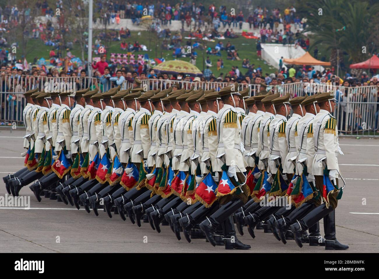 March past by the Carabinero at the annual military parade as part of ...