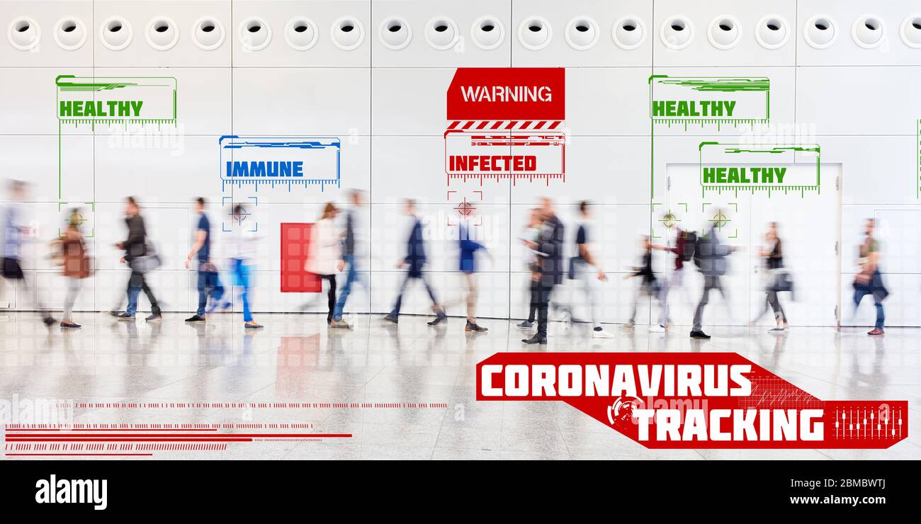 Corona virus tracking app concept with monitoring of contact persons in ...