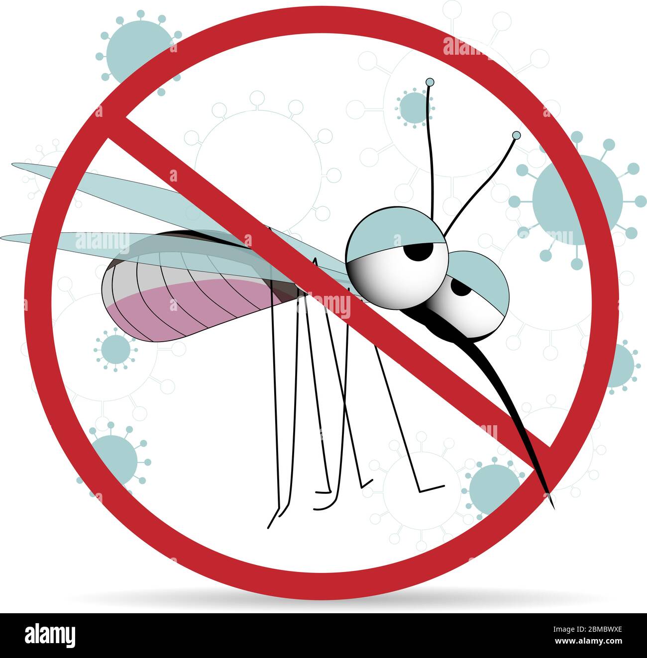 Mosquito warning prohibited sign. insect control vector icon. Cute ...